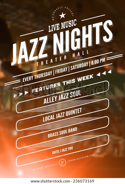 Jazz Music Poster Template Text Instructions Stock Vector (Royalty Free ...