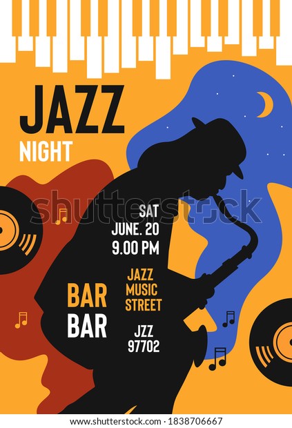 Jazz Night Poster Design Invitation Music Stock Vector (Royalty Free ...