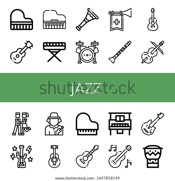 Jazz Simple Icons Set Contains Such Stock Vector (Royalty Free) 1697858149