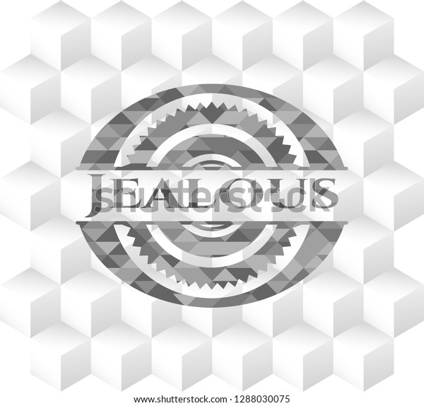 Jealous Grey Emblem Cube White Background Stock Vector (Royalty Free ...