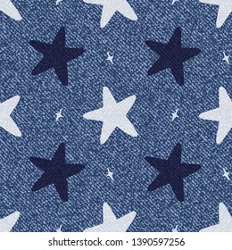 Jeans Background Stars Vector Denim Seamless Stock Vector (Royalty Free ...