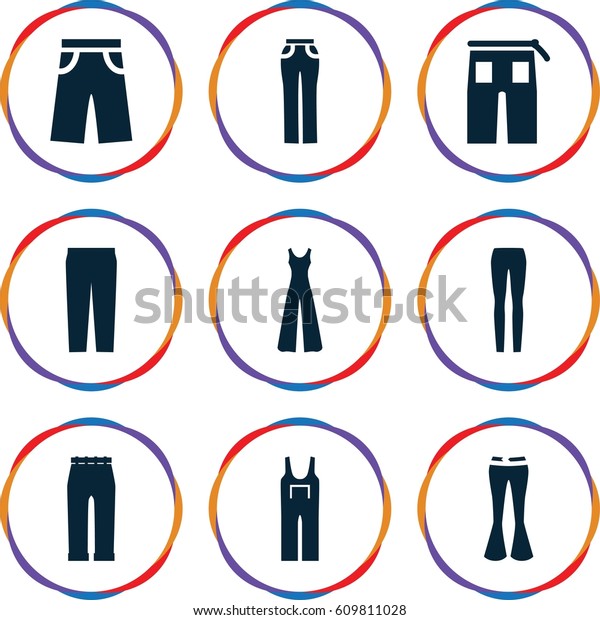 Jeans Icons Set Set 9 Jeans Stock Vector (Royalty Free) 609811028