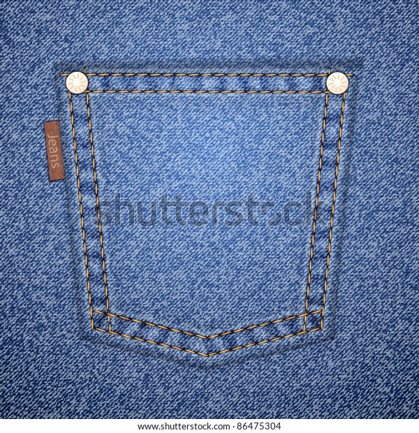Jeans Pocket On Denim Pattern Vector Stock Vector (Royalty Free) 86475304