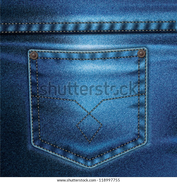 Jeans Realistic Drawing On Colored Background Stock Vector (Royalty ...