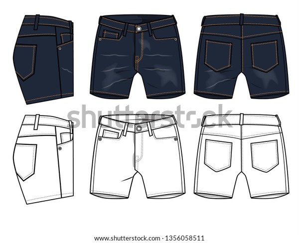 Jeans Shorts Vector Template Lady Stok Vektör (Telifsiz) 1356058511 ...
