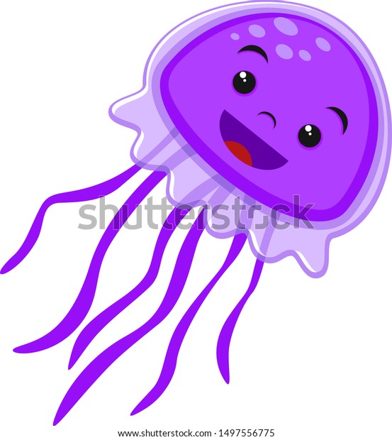 Jellyfish Character Smiling On White Jelly Stock Vector (Royalty Free ...