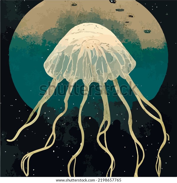Jellyfish Poster Creative Jellyfish On Background Stock Vector (Royalty ...
