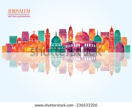 Jerusalem Israel Skyline Silhouette Vector Illustration Stock Vector ...