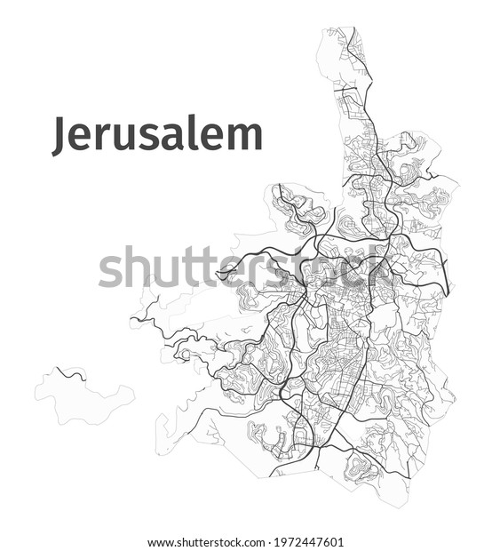 Jerusalem Map Detailed Map Jerusalem City Stock Vector (Royalty Free ...
