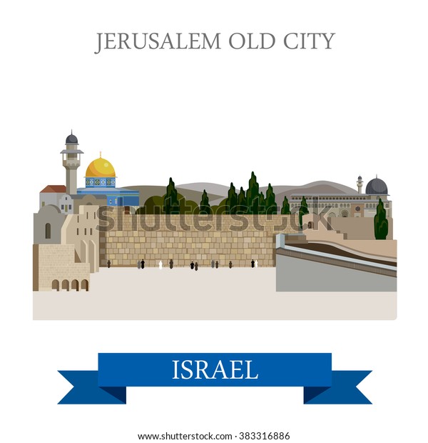 Jerusalem Old City Israel Flat Cartoon Stock Vector (Royalty Free ...