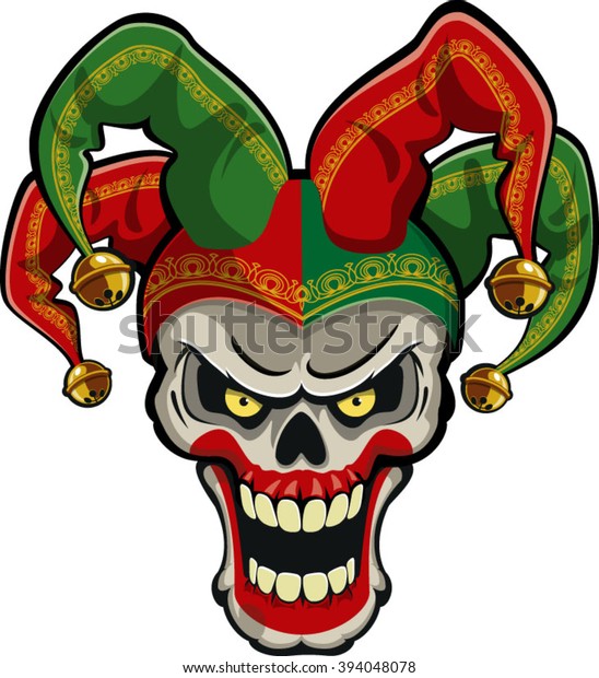 Jester Skull Wearing Fools Hat Stock Vector (Royalty Free) 394048078 ...