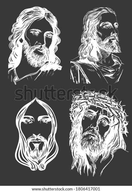 Jesus Christ Graphic Inversion Portrait Hand Stock Vector (Royalty Free ...