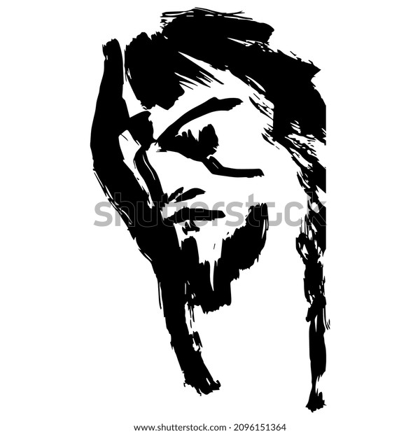 Jesus Christ Head Handsome Bearded Man Stock Vector (Royalty Free ...