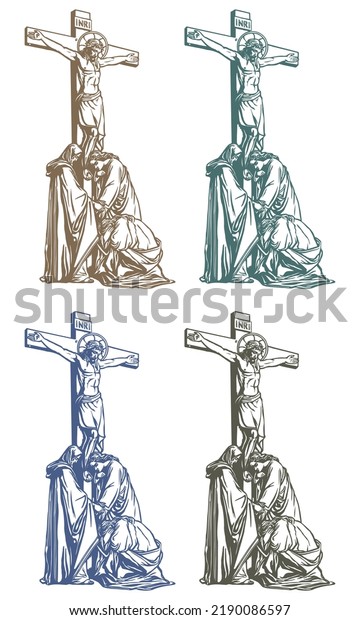 Jesus Christ On Cross Vector Illustration: เวกเตอร์สต็อก (ปลอดค่า ...