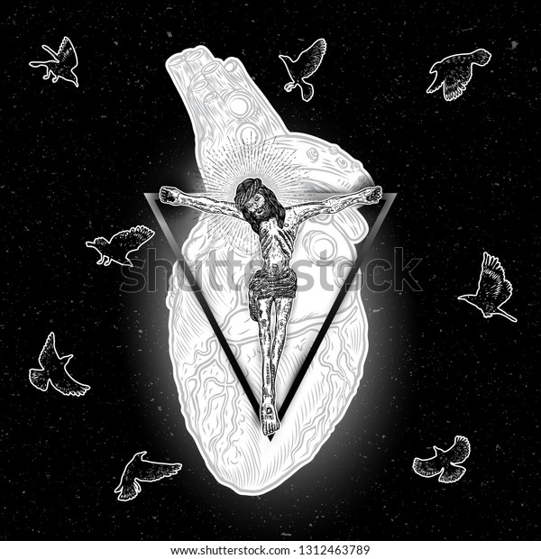 Jesus Christ On Sacred Geometry Triangle Stock Vector (Royalty Free ...