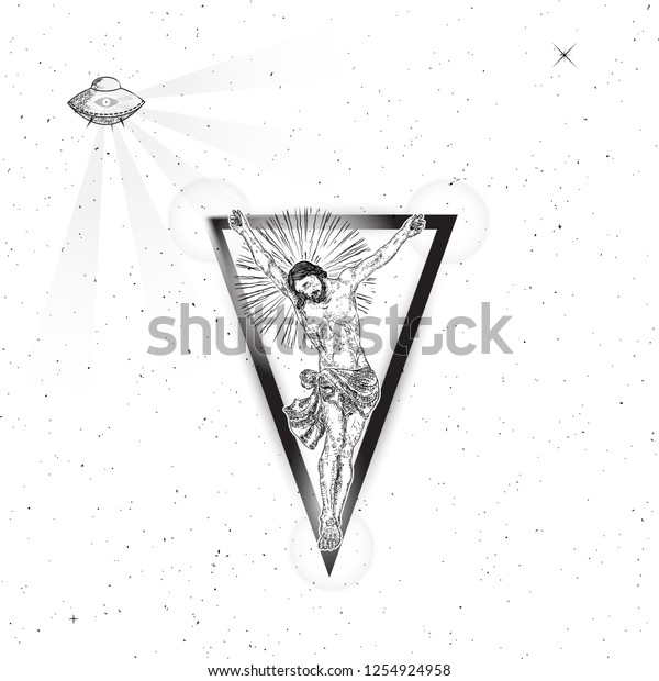 「Jesus Christ On Triangle Tattoo Symbol」のベクター画像素材（ロイヤリティフリー） 1254924958 ...