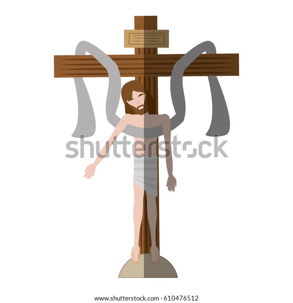 Jesus Christ Sacred Cross Shadow Vector Stok Vektör (Telifsiz) 610476512