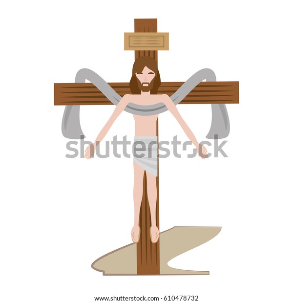 Jesus Christ Sacred Cross Vector Illustration Arkivvektor (royaltyfri ...