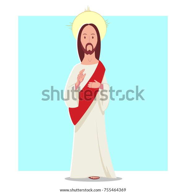 Jesus Christ Vector Cartoon Flat Character 스톡 벡터(로열티 프리) 755464369 ...