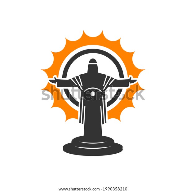 Jesus Cross Statue Illustration Logo Design Stock Vector (Royalty Free ...