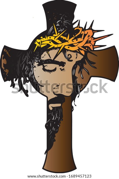 Jesus Face Design Cross White Background Stock Vector (Royalty Free ...