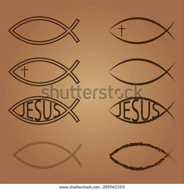 Jesus Fish Icons Stock Vector (Royalty Free) 289065503