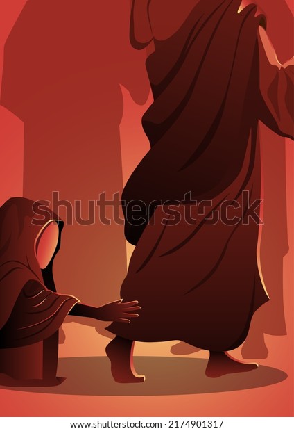 Jesus Heals Bleeding Woman Biblical Series 库存矢量图（免版税）2174901317 ...