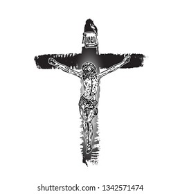 Jesus Christ Crucifixion On Hand Painted Stock Vector (Royalty Free ...