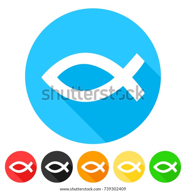 Jesus Symbol Ichthys Icon Round Flat Stock Vector (Royalty Free ...