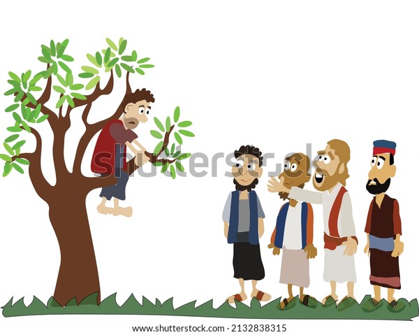 Jesus Zacchaeus Cartoon Vector: stockvector (rechtenvrij) 2132838315 ...