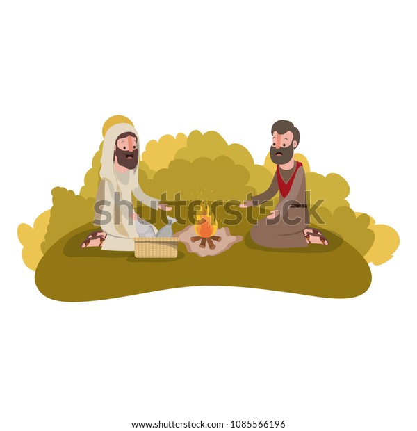 Jesuschrist Apostle Biblical Scene: เวกเตอร์สต็อก (ปลอดค่าลิขสิทธิ์ ...