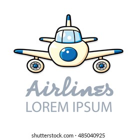 Jet Airplane Front View Isolated Cartoon Stock Vector (Royalty Free ...