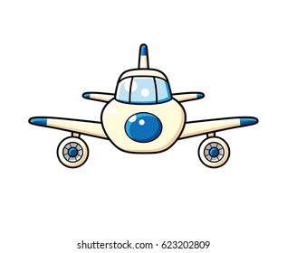Jet Airplane Front View Isolated Cartoon Stock Vector (Royalty Free ...