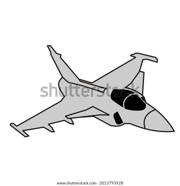 Jet Fighter Outlined Modern Jet Fighter Stock Vector (Royalty Free ...