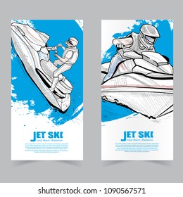 Jet Ski Banner Design Template Hand: vector de stock (libre de regalías ...