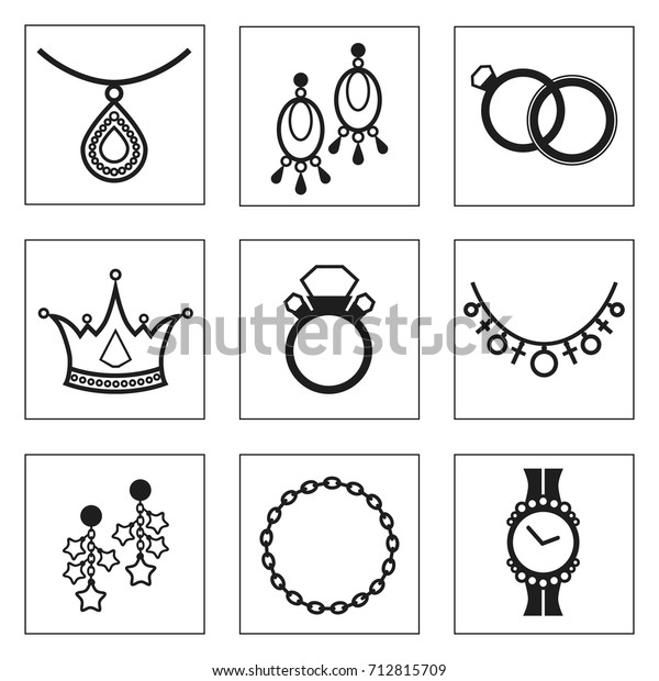Jewelry Elements Vectors Isolated Icons Necklace Stock Vector (Royalty ...