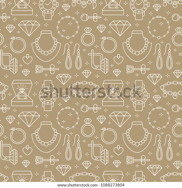 Jewelry Seamless Pattern Line Illustration Vector Stock Vector (Royalty ...