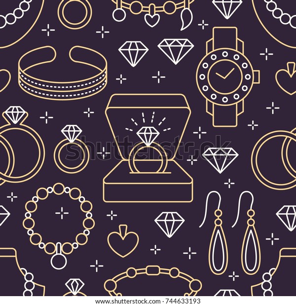 Jewelry Seamless Pattern Line Illustration Vector Stock Vector (Royalty ...