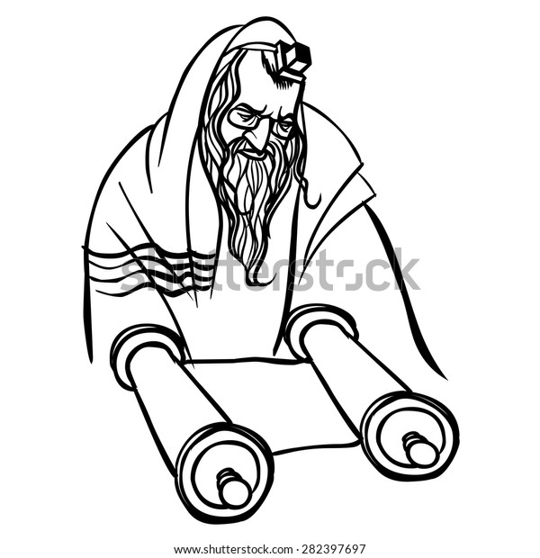 Hombre judío leyendo Torah. ilustración vectorial