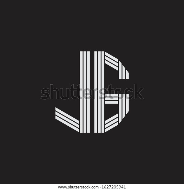 Jg Logo Monogram Outline Style Linked Stock Vector (Royalty Free ...
