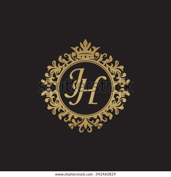 Jh Initial Luxury Ornament Monogram Logo 库存矢量图（免版税）342460829