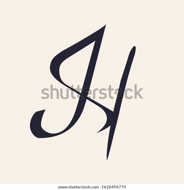 Jh Monogram Logocalligraphic Style Typographic Iconoverlap Stock Vector ...