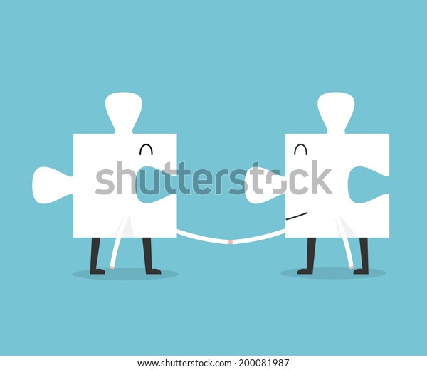 Jigsaw Handshake Cartoon Success Concept Stock Vector (Royalty Free ...