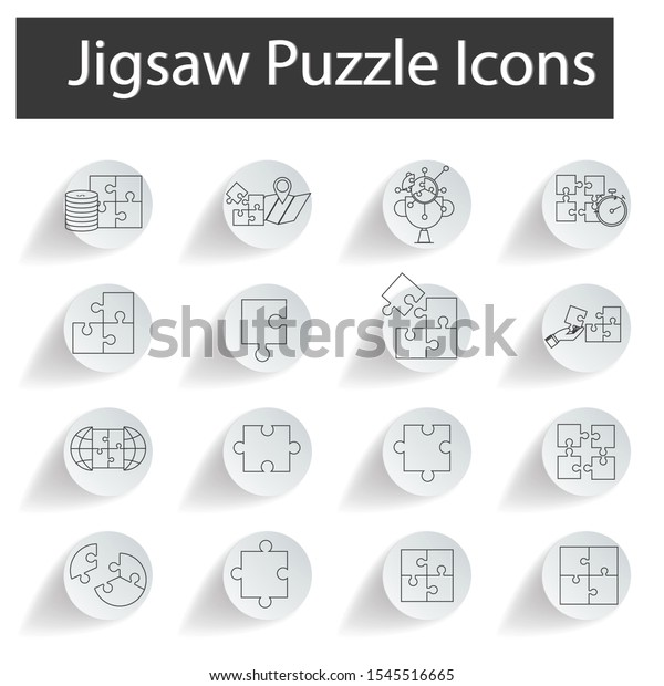 Jigsaw Icons Set On White Background Stock Vector (Royalty Free ...