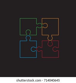 Jigsaw Neon Puzzle Vector Pieces Stock Vector (Royalty Free) 714040645