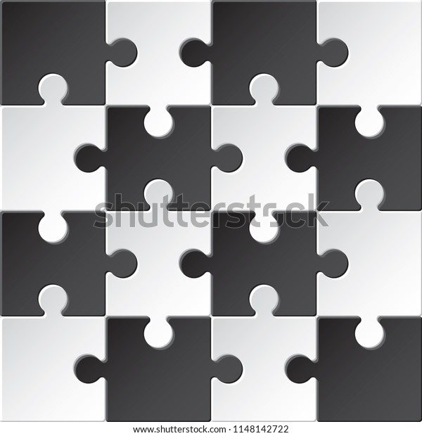 Jigsaw Puzzle 16 Pieces Border Frame Stock Vector (Royalty Free) 1148142722