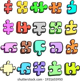 Jigsaw Puzzle Pieces Cartoon Vector Illustrations Stock Vector (Royalty ...