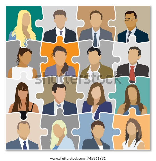 Jigsaw Puzzle Shown Organizational Structure Company Stock Vector ...