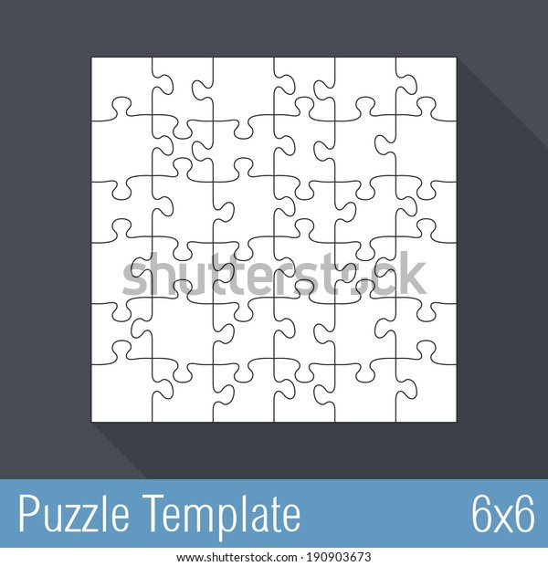 Jigsaw Puzzle Template 36 Pieces 6x6 Stock Vector (Royalty Free) 190903673