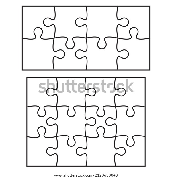Jigsaw Puzzle Vector Blank Template Background: เวกเตอร์สต็อก (ปลอดค่า ...